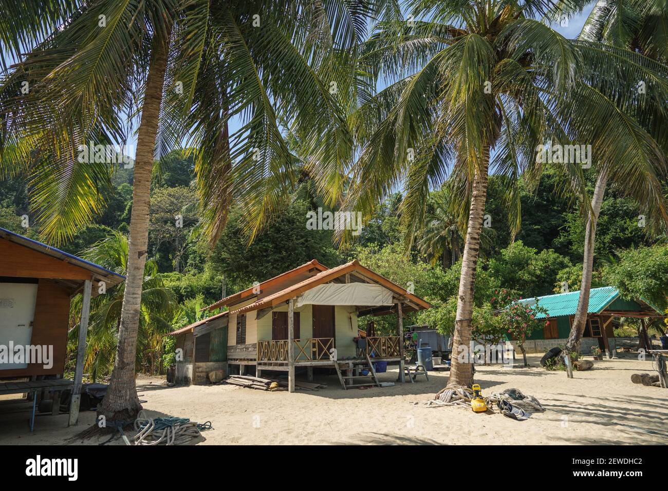 Urak awloi sea gypsy settlement on a beach on Koh Adang island ...