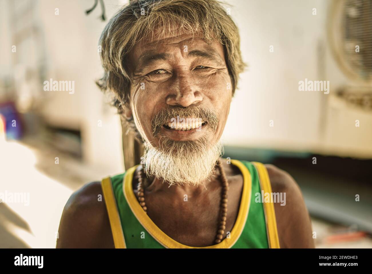 Old man in Urak Lawoi sea gypsy village on Koh Lipe island, Thailand ...