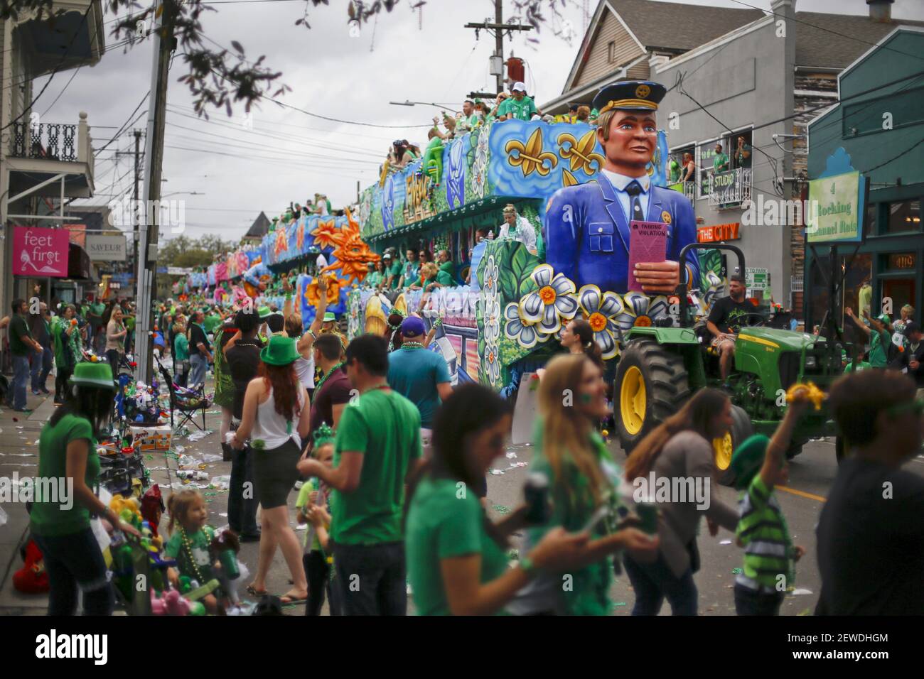 The Irish Channel St Patrick's Day parade makes its way along Magazine ...