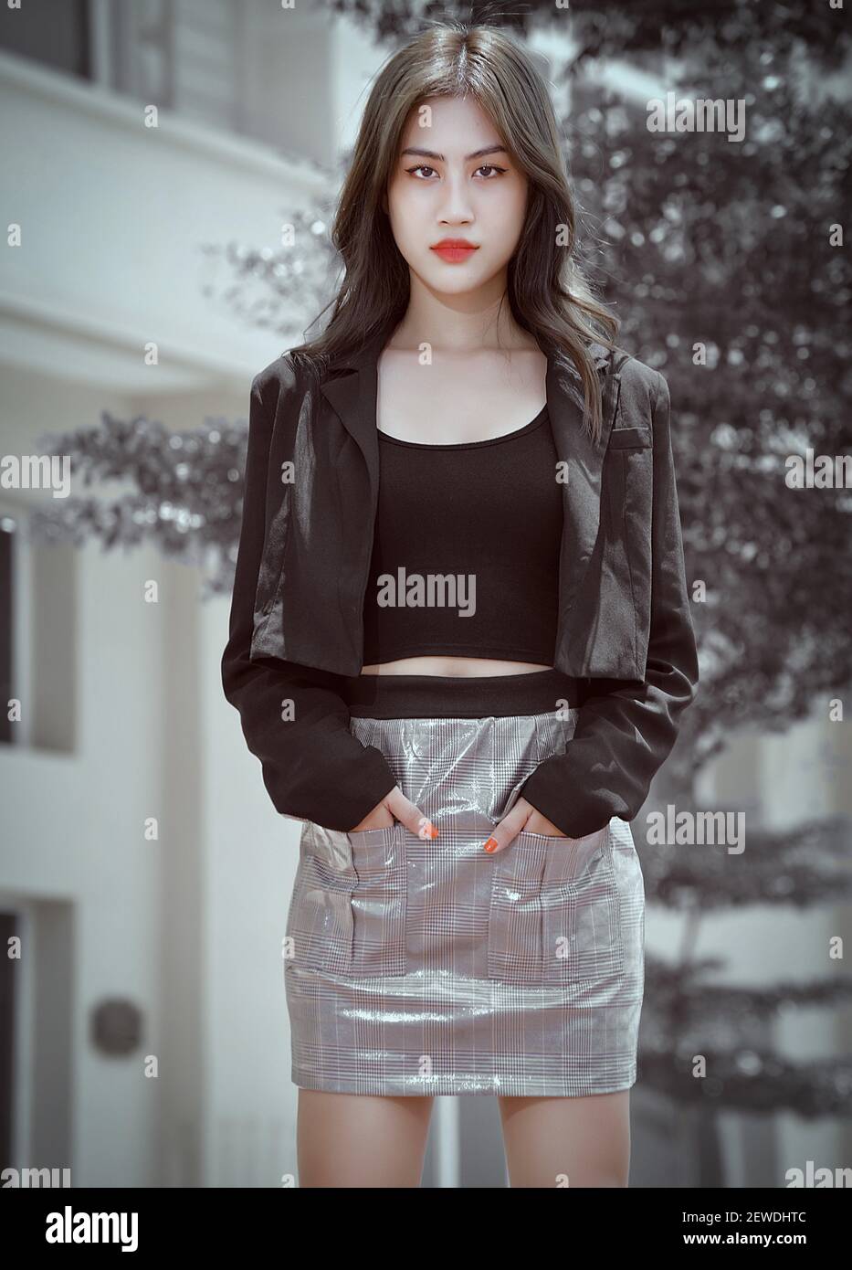 Beautiful Asian model in a fashion shoot Stock Photo - Alamy