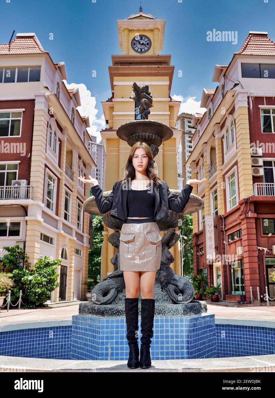 Beautiful Asian model in a fashion shoot Stock Photo - Alamy