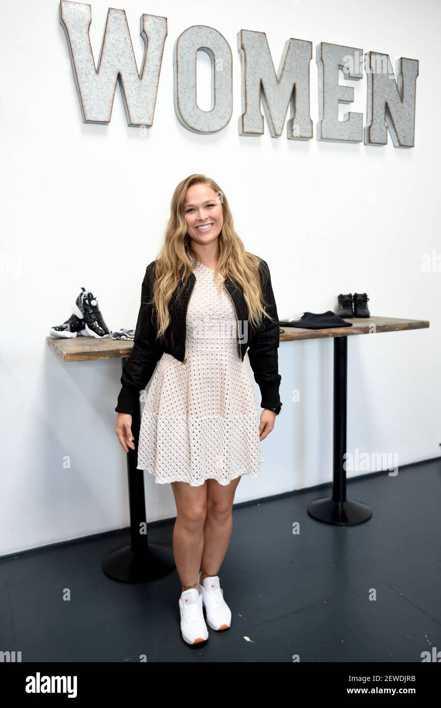 UFC fighter Ronda Rousey hosts the Reebok Women's Luncheon on March 22 ...