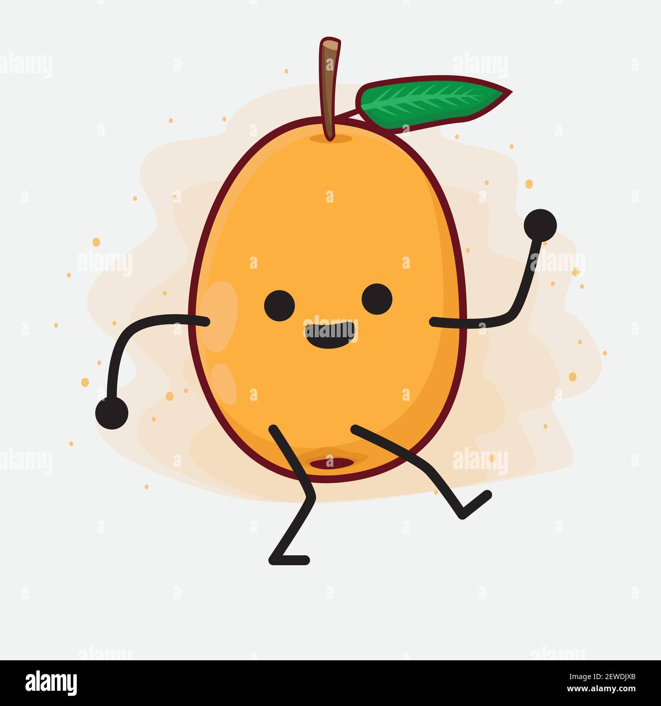 Vector Illustration of Loquat Fruit Character with cute face, simple ...