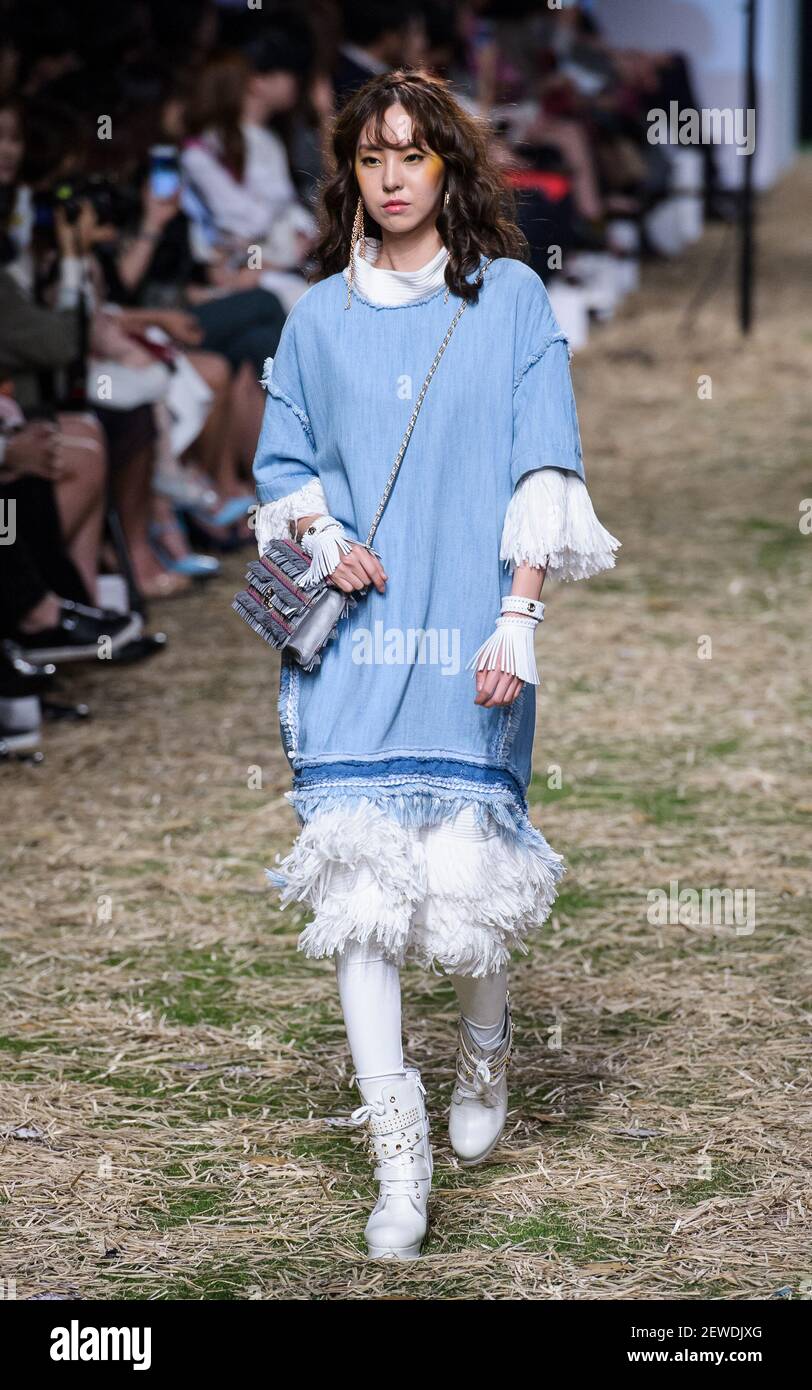 South Korean model on the runway during a Hera-2016 F/W Seoul fashion ...