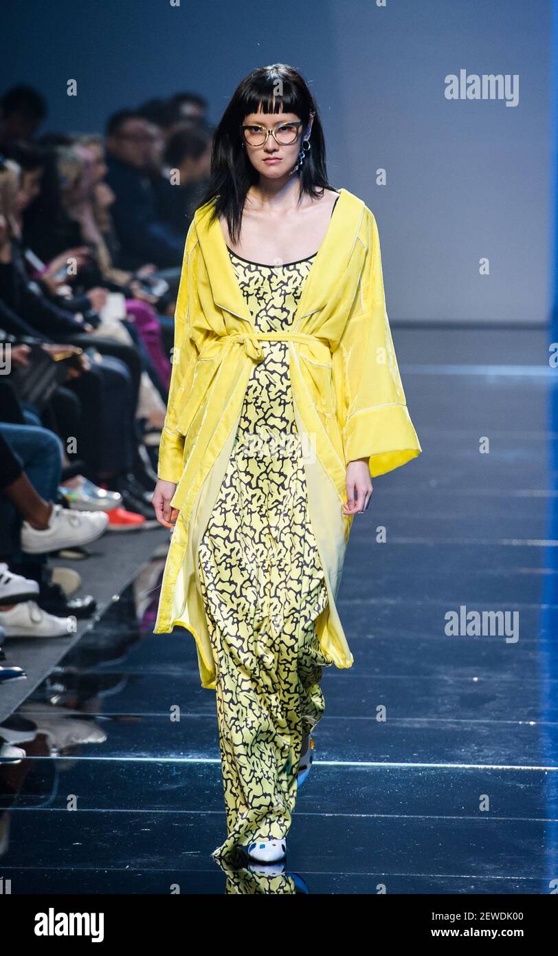 South Korean model on the runway during a Hera-2016 F/W Seoul fashion ...