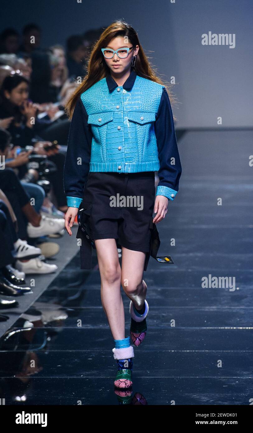 South Korean model on the runway during a Hera-2016 F/W Seoul fashion ...