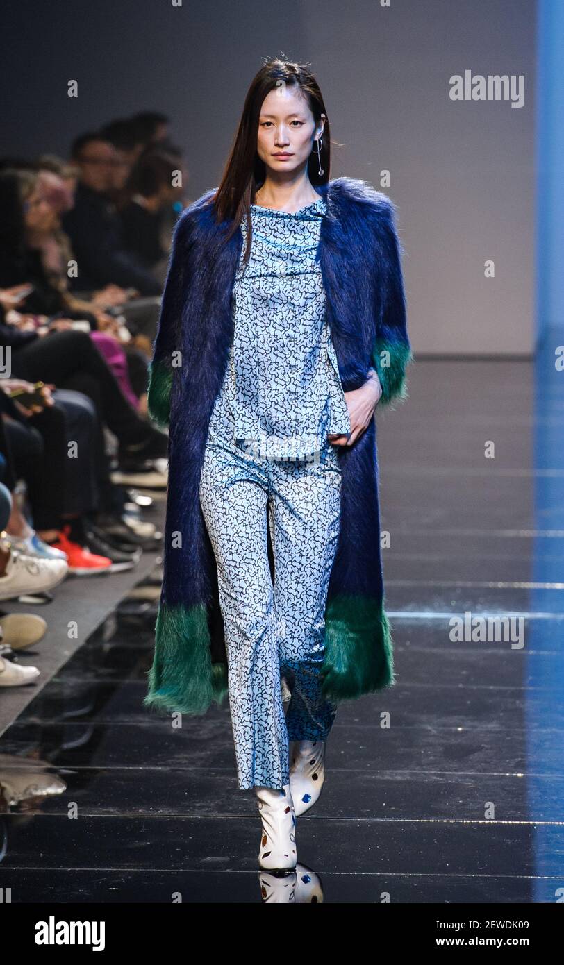 South Korean model on the runway during a Hera-2016 F/W Seoul fashion ...