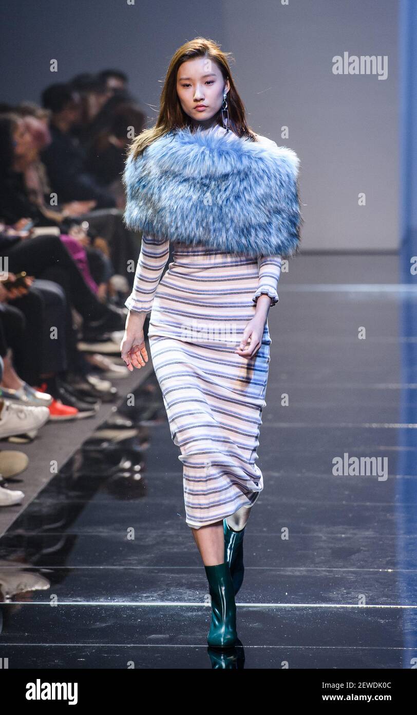 South Korean model on the runway during a Hera-2016 F/W Seoul fashion ...