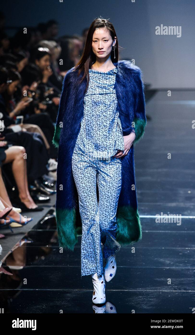 South Korean model on the runway during a Hera-2016 F/W Seoul fashion ...