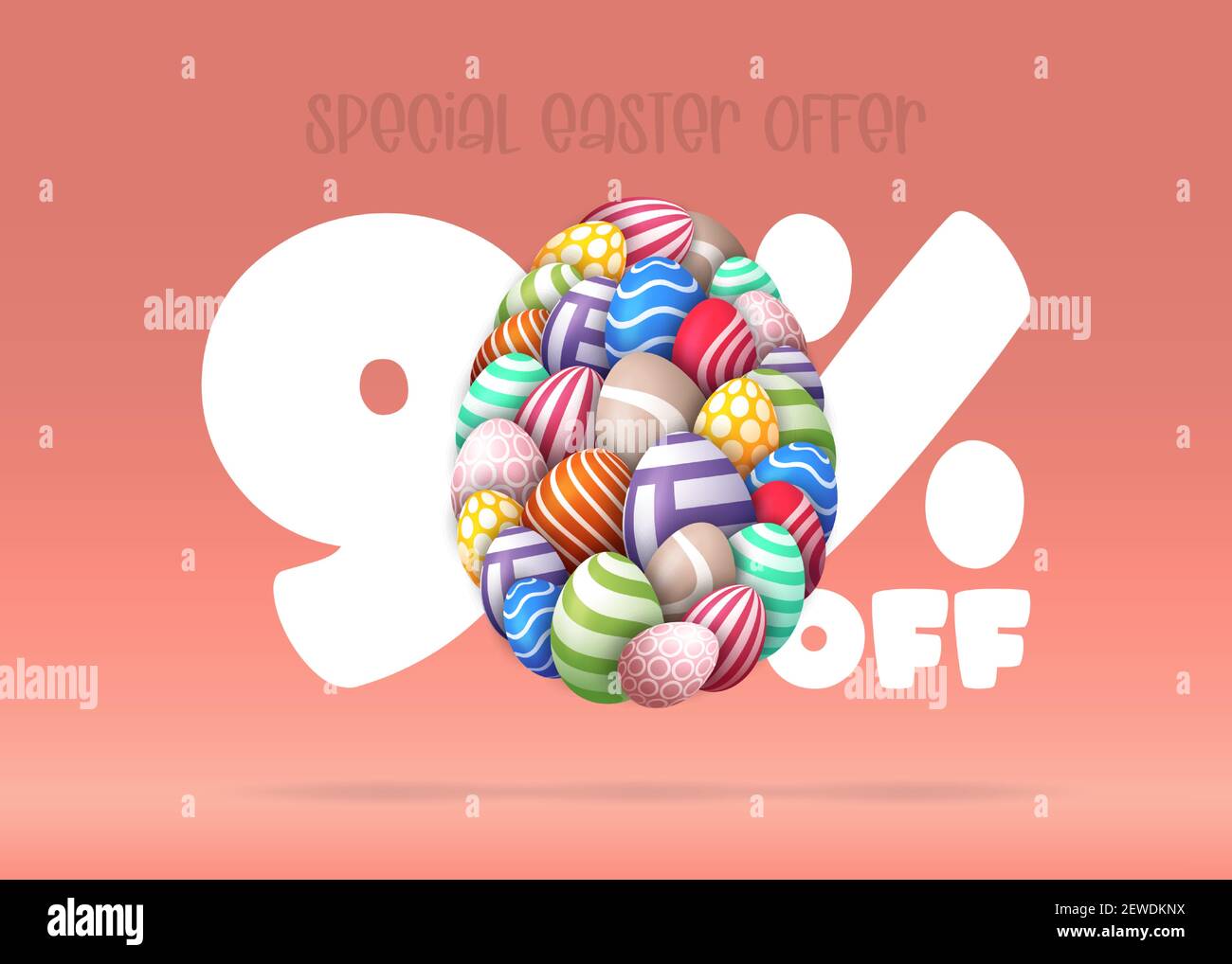 Happy Easter Sale banner. Easter Sale 90 off banner template with many ...