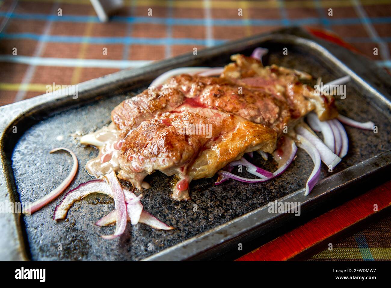 A tempting Medium well rib-eye steak Stock Photo - Alamy