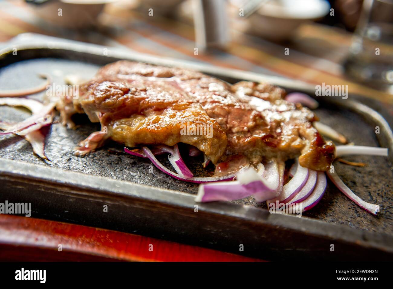 A tempting Medium well rib-eye steak Stock Photo - Alamy