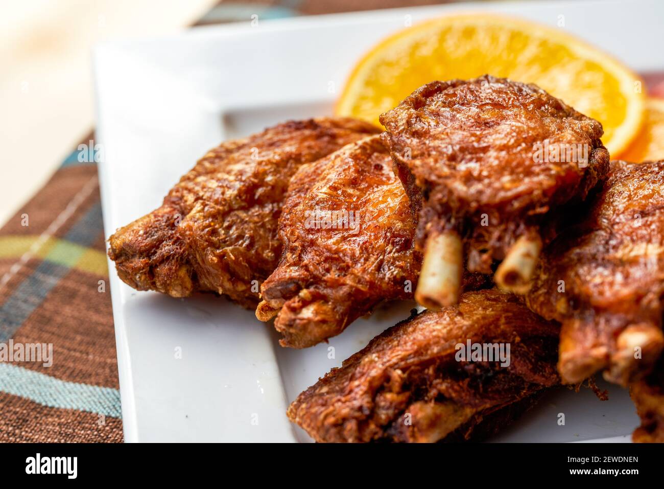 A close-up of a golden tempting deep-fried chicken wings Stock Photo ...