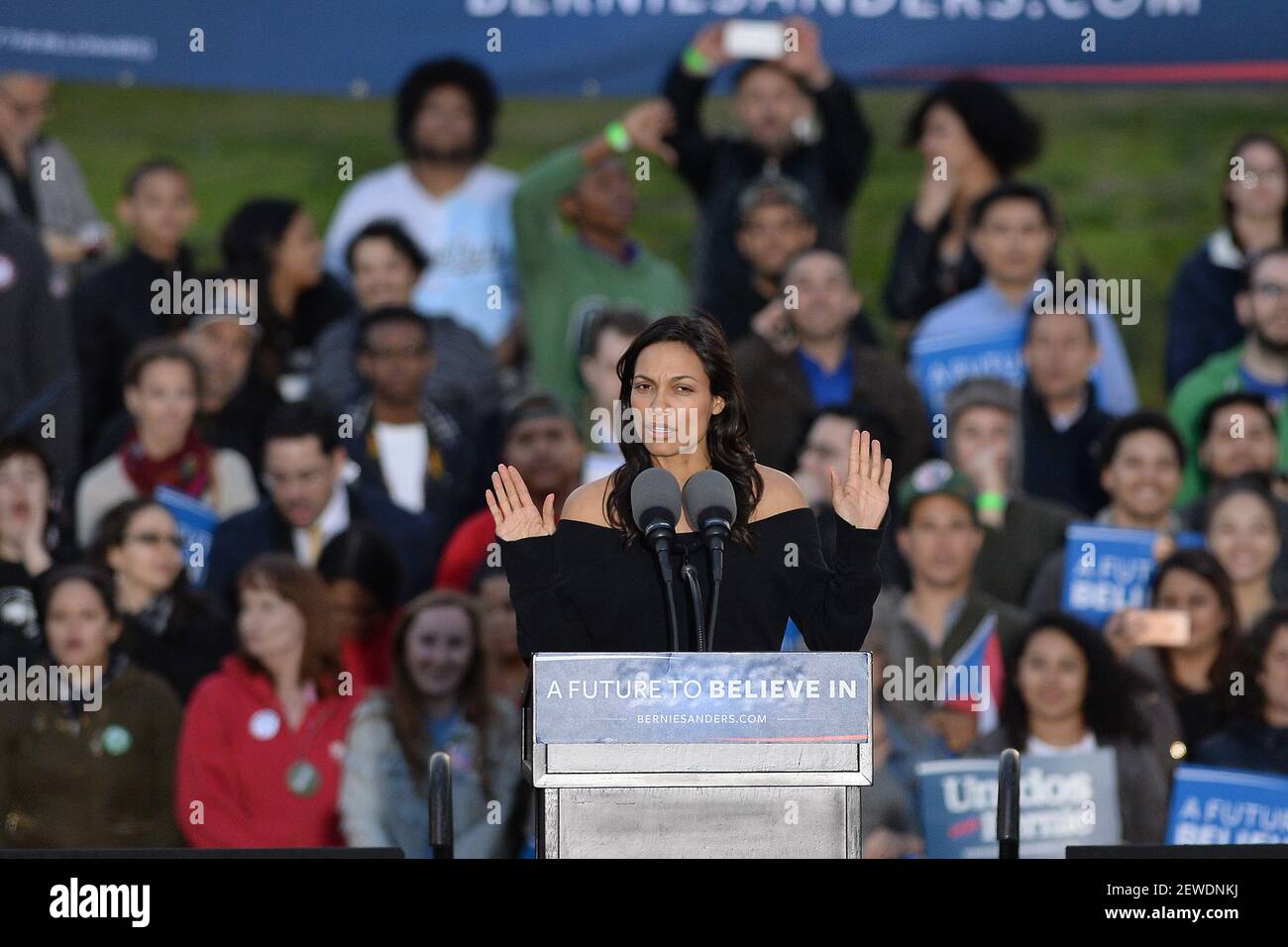 Actress Rosario Dawson speaks at a Bernie Sanders campaign rally in St ...