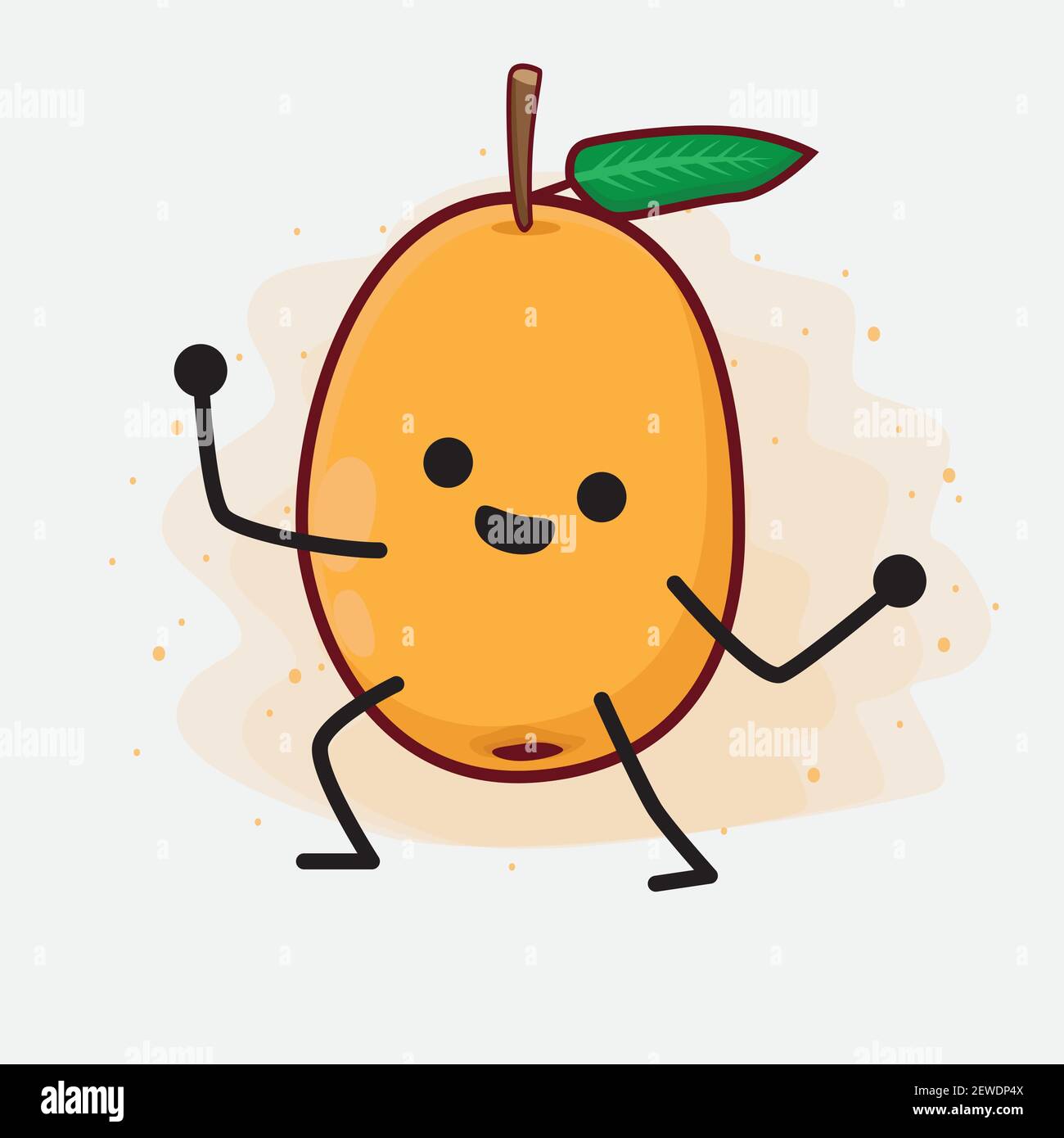 Vector Illustration of Loquat Fruit Character with cute face, simple ...