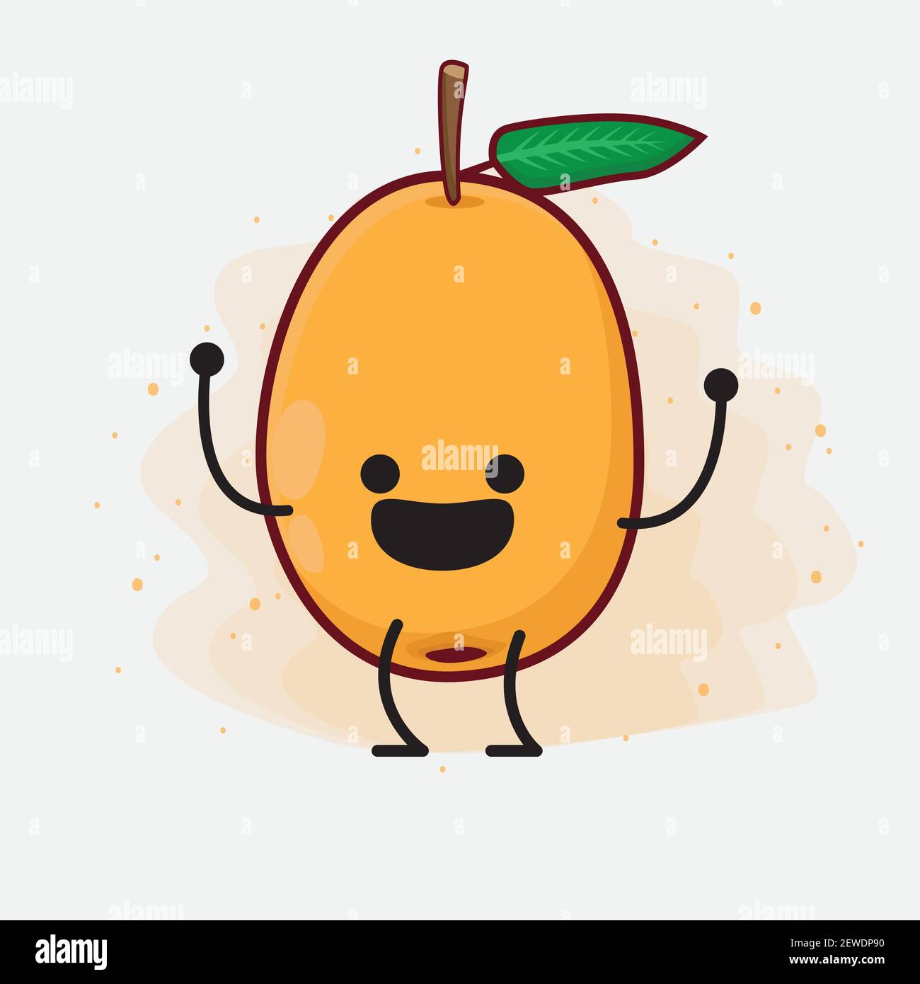 Vector Illustration of Loquat Fruit Character with cute face, simple ...