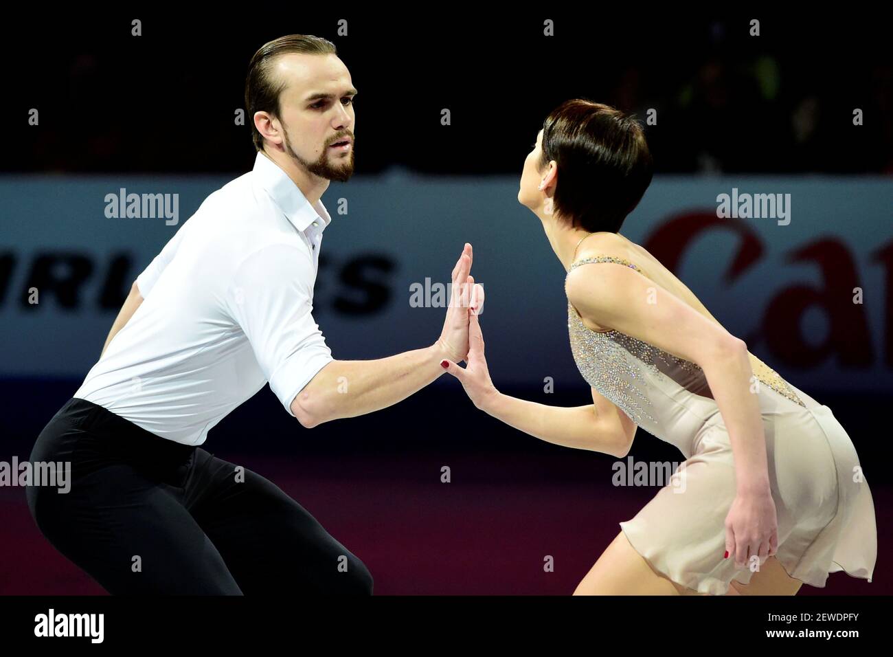 Sunday, April 3, 2016: Ksenia Stolbova and Fedor Klimov (RUS) perform at the International ...
