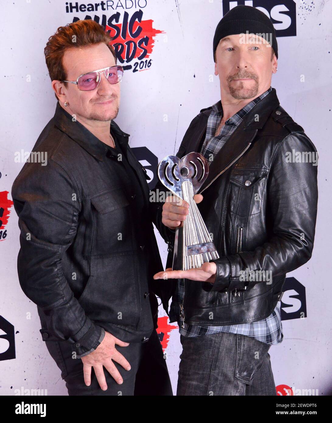 (L-R) Bono and The Edge of U2 in the Press Room at the 2016 iHeartRadio ...