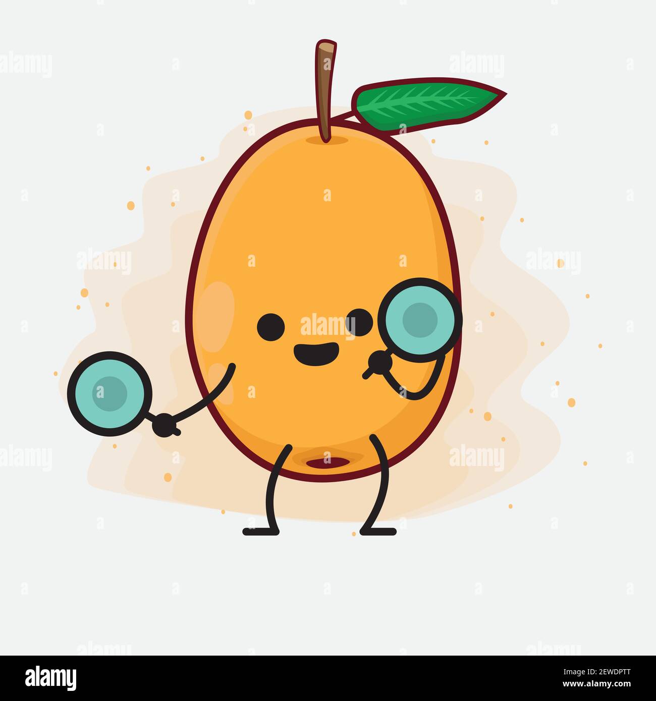 Vector Illustration of Loquat Fruit Character with cute face, simple ...
