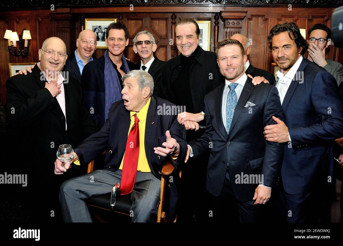 (From 2nd left): Actors-comedians Jeff Ross, Jim Carrey, Richard Belzer ...