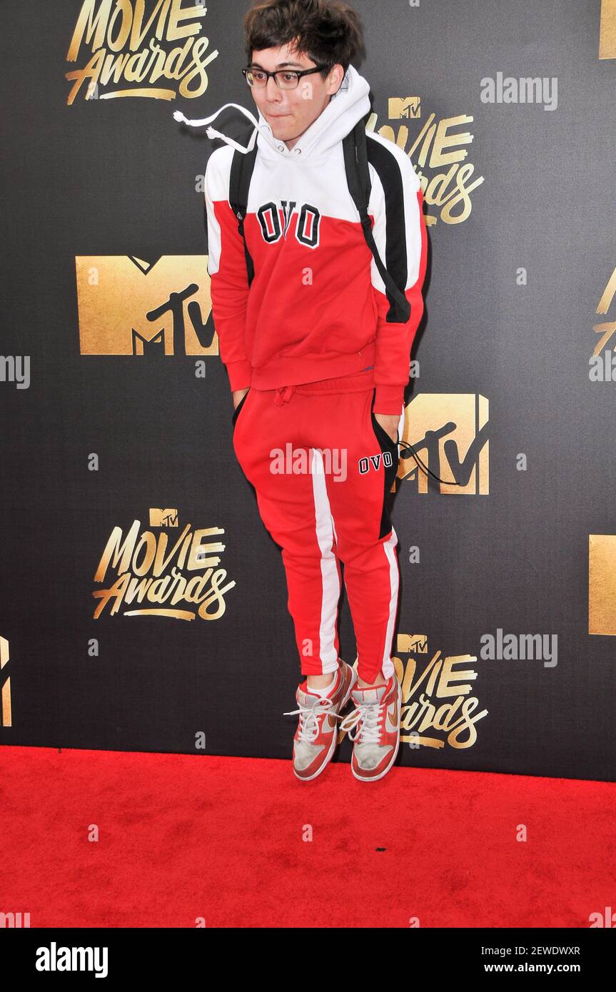 Brandon Wardell attends the 2016 MTV Movie Awards at Warner Brothers ...
