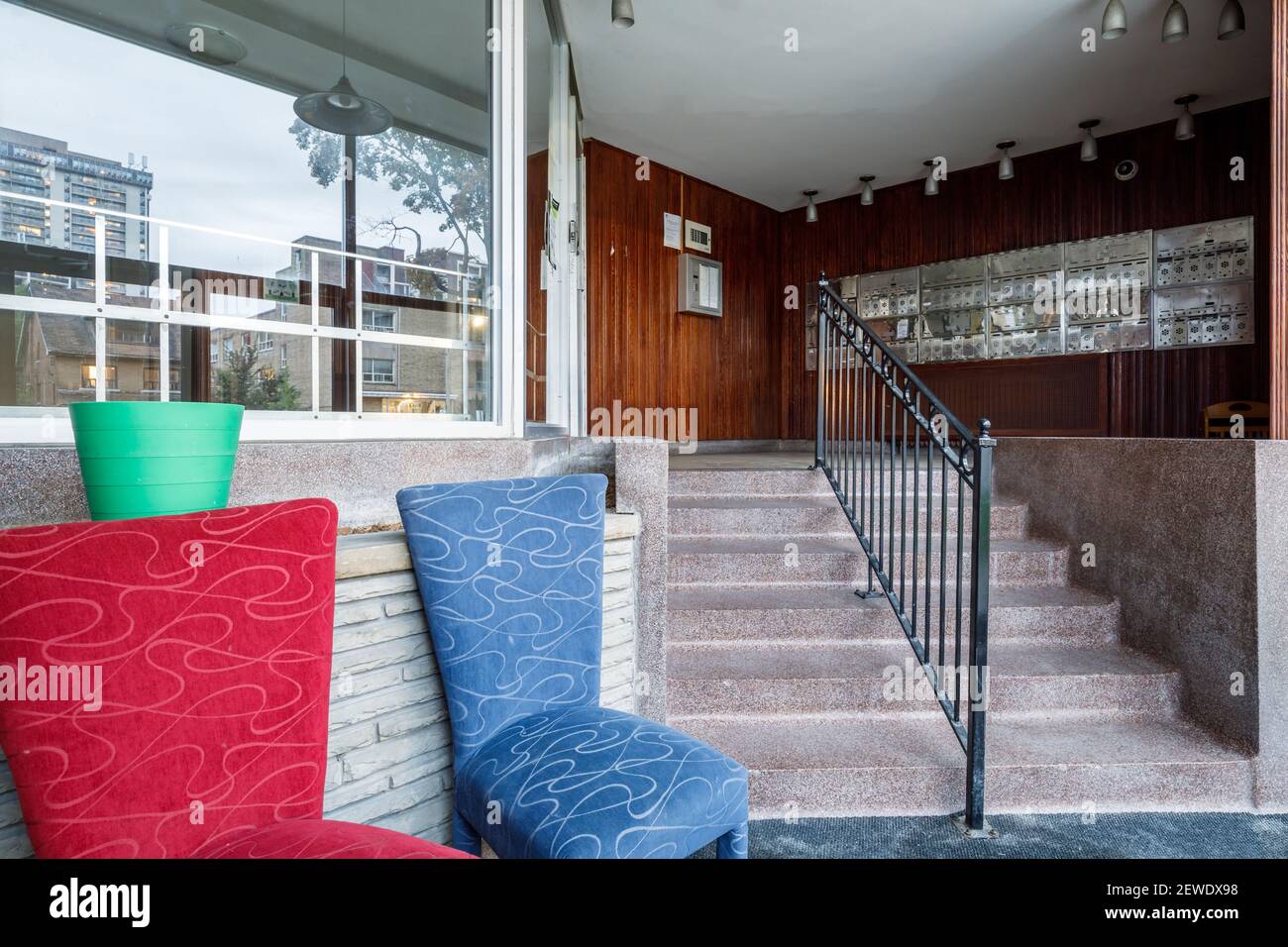 A retro abandoned apartment building lobby. Ontario, Canada Stock Photo ...