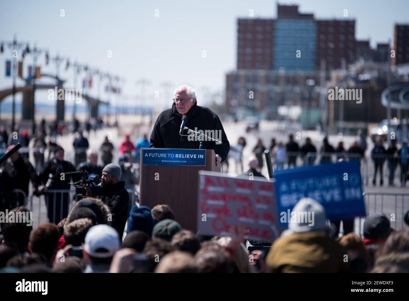 Bernie Sanders held a rally at Coney Island in Brooklyn, New York ...