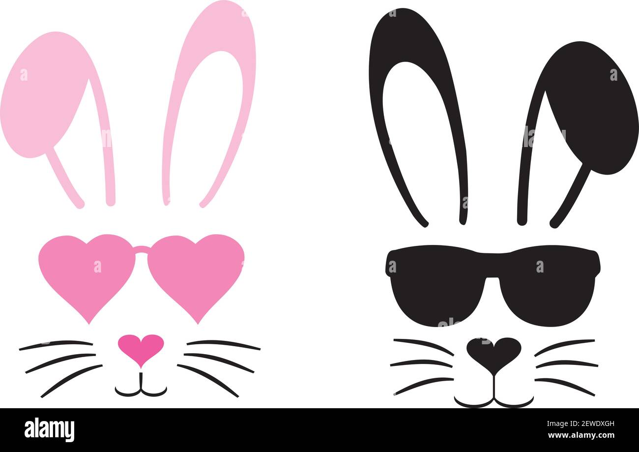 vector illustration of a girl bunny, a boy bunny, bunnies in sunglasses ...