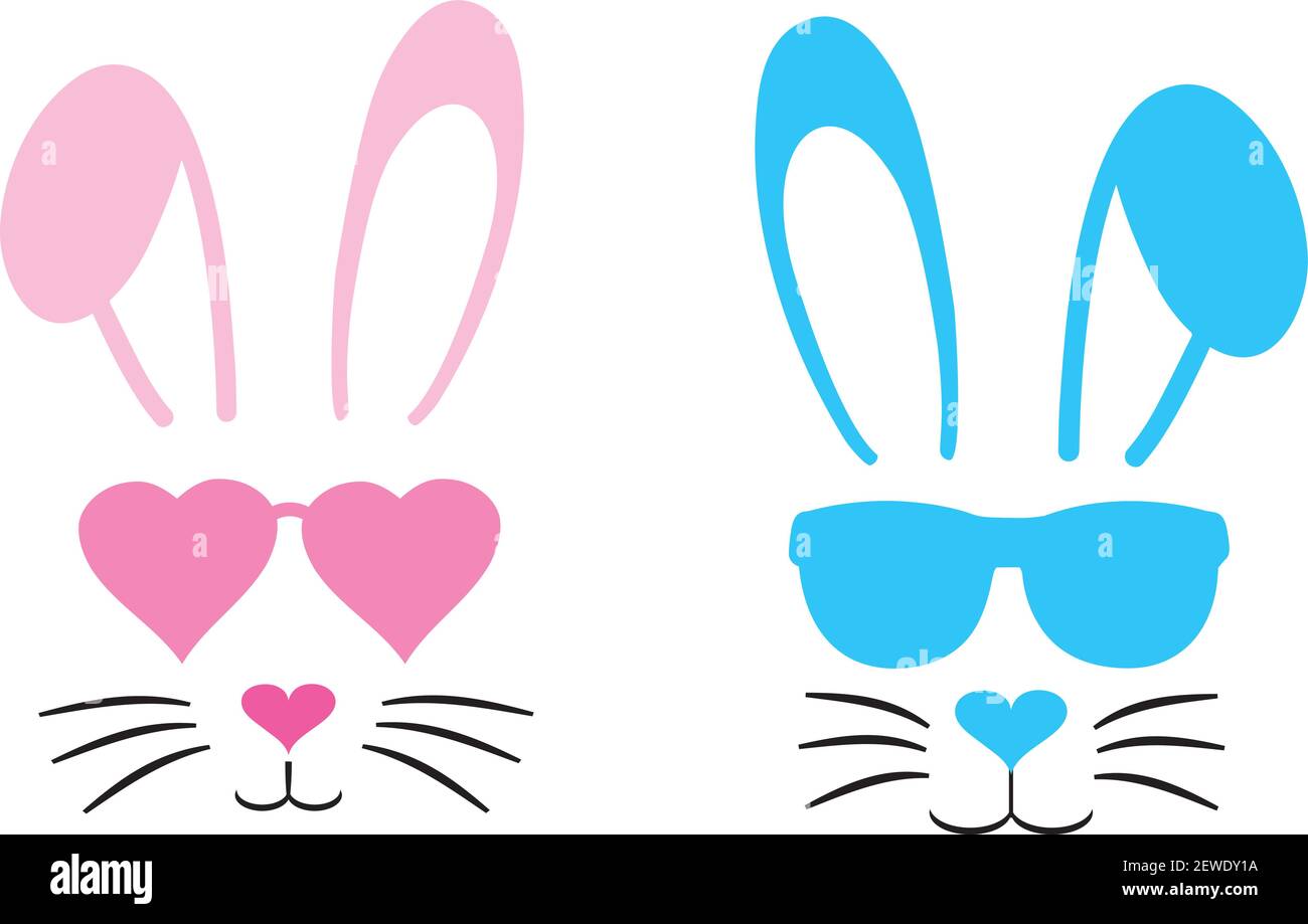 vector illustration of a girl bunny, a boy bunny, bunnies in sunglasses ...