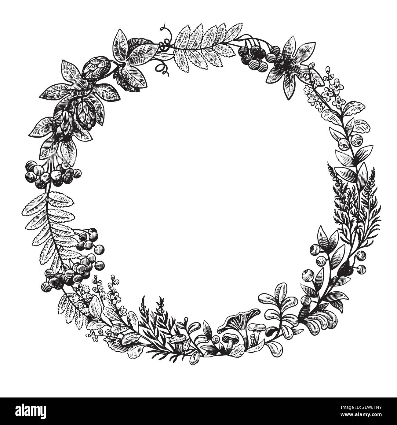 Fern Wreath Clipart Vector