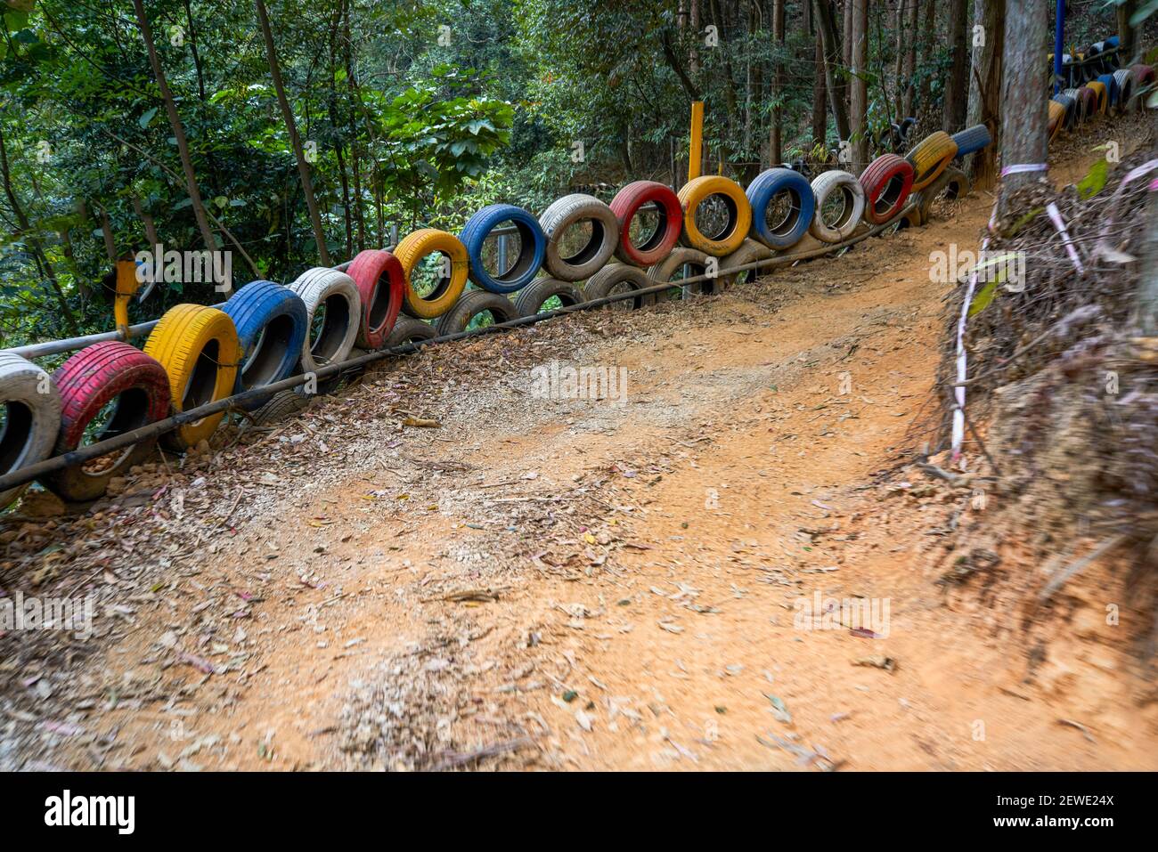Off-road karting track, mountain and dirt road forest track Stock Photo ...