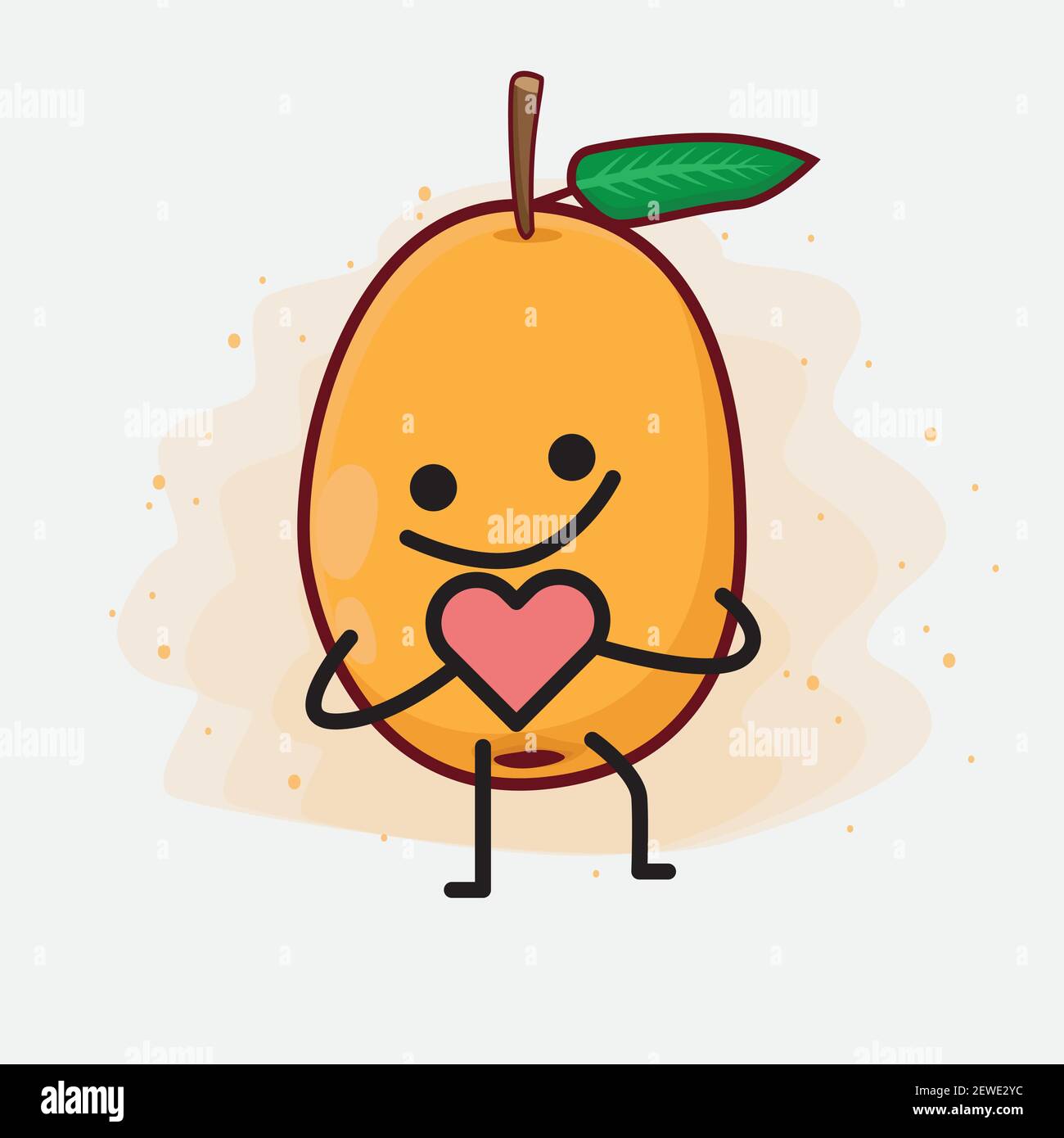 Vector Illustration of Loquat Fruit Character with cute face, simple ...