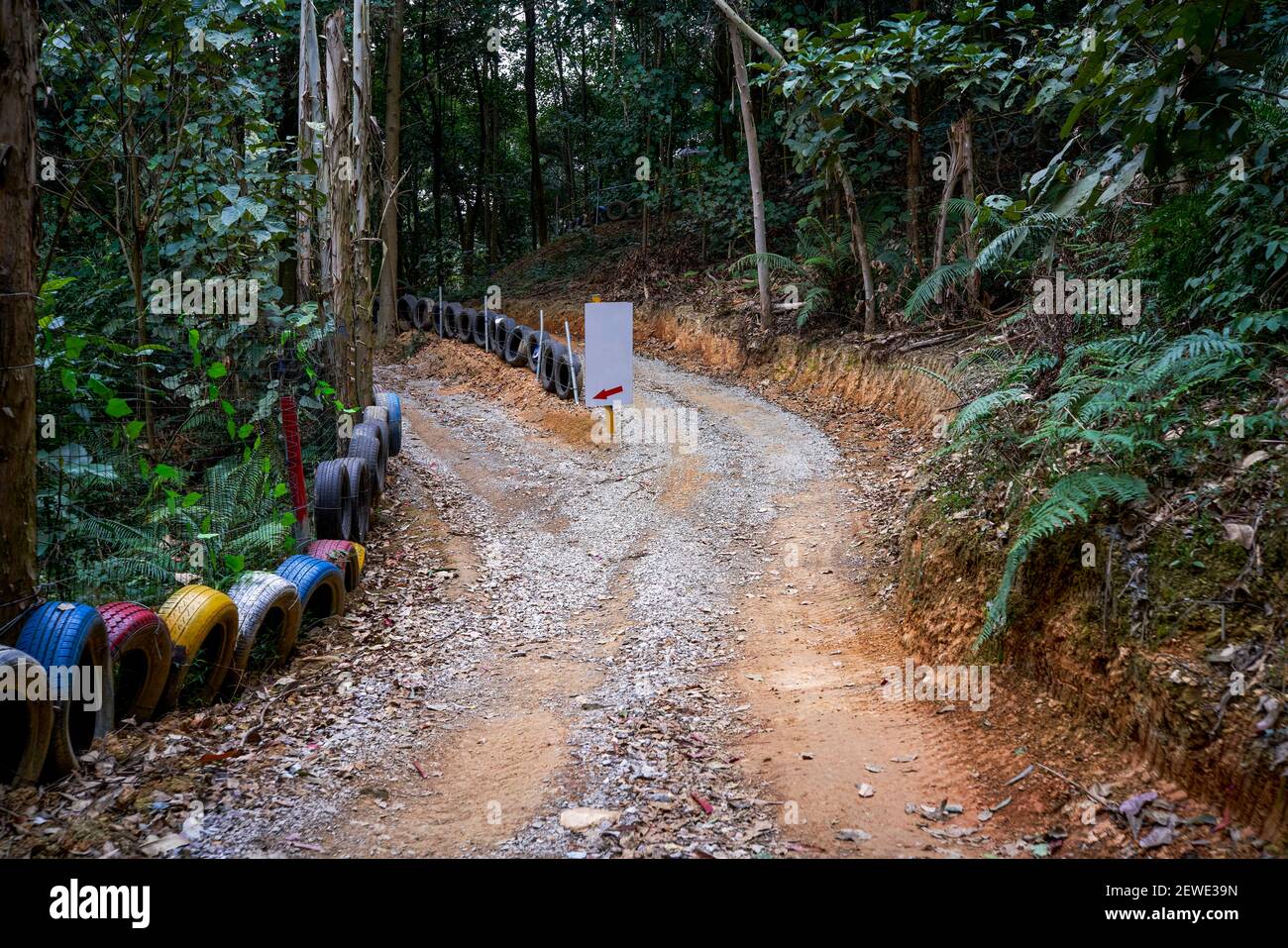 Off-road karting track, mountain and dirt road forest track Stock Photo ...