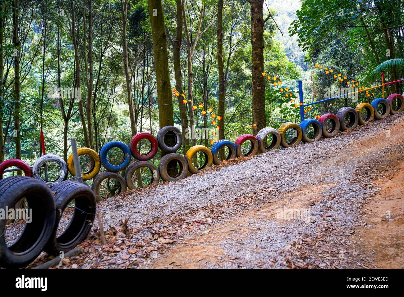 Off-road karting track, mountain and dirt road forest track Stock Photo ...
