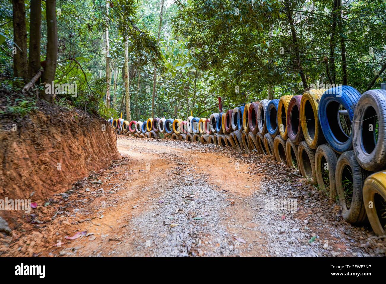 Off-road karting track, mountain and dirt road forest track Stock Photo ...