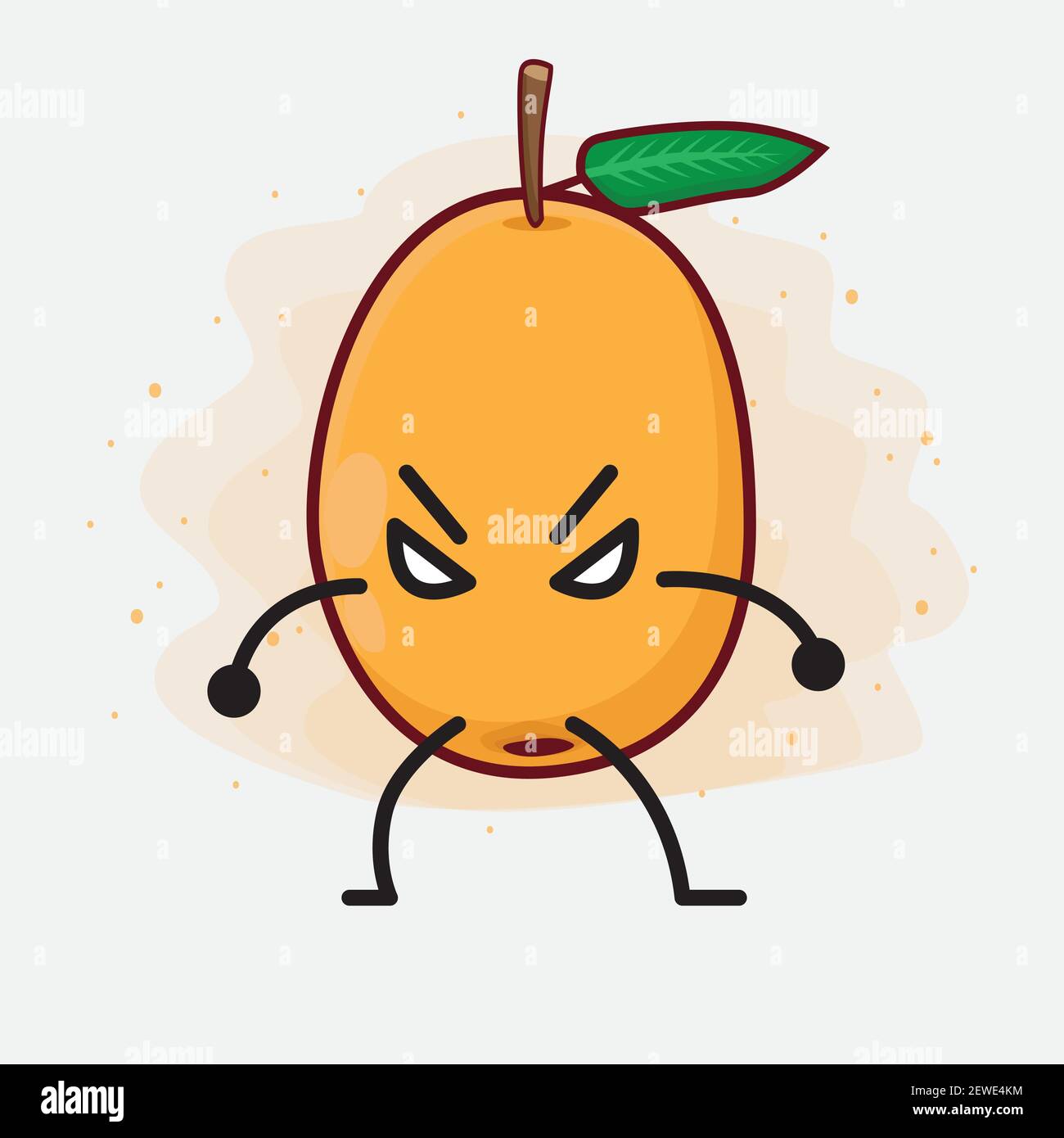 Vector Illustration of Loquat Fruit Character with cute face, simple ...