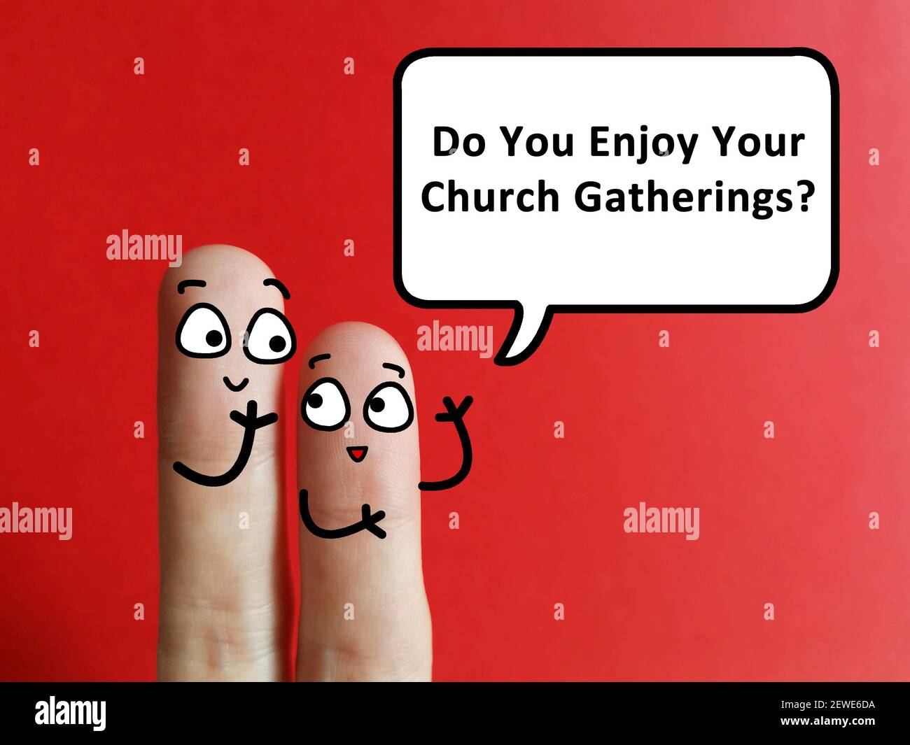 Two fingers are decorated as two person. One of them is asking another ...