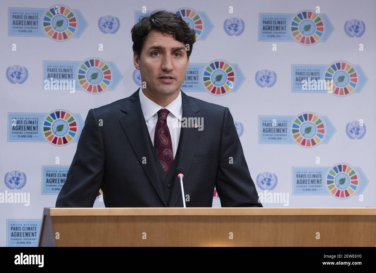 United Nations, New York, USA, April 22 2016 - Justin Trudeau, Prime ...