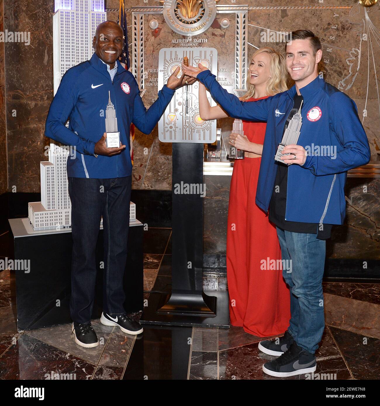 (L-R) Olympic champions Carl Lewis, Nastia Liukin and David Boudia ...