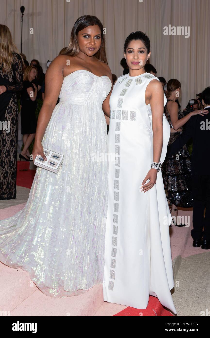 Mindy Kaling and Freida Pinto arriving at the 2016 Costume Institute ...
