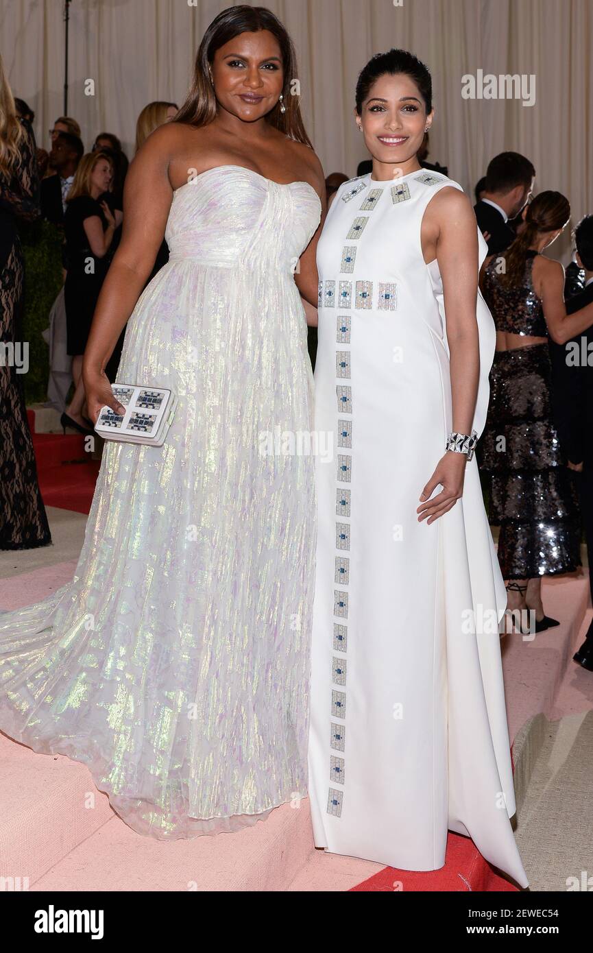 Mindy Kaling and Freida Pinto arriving at the 2016 Costume Institute ...