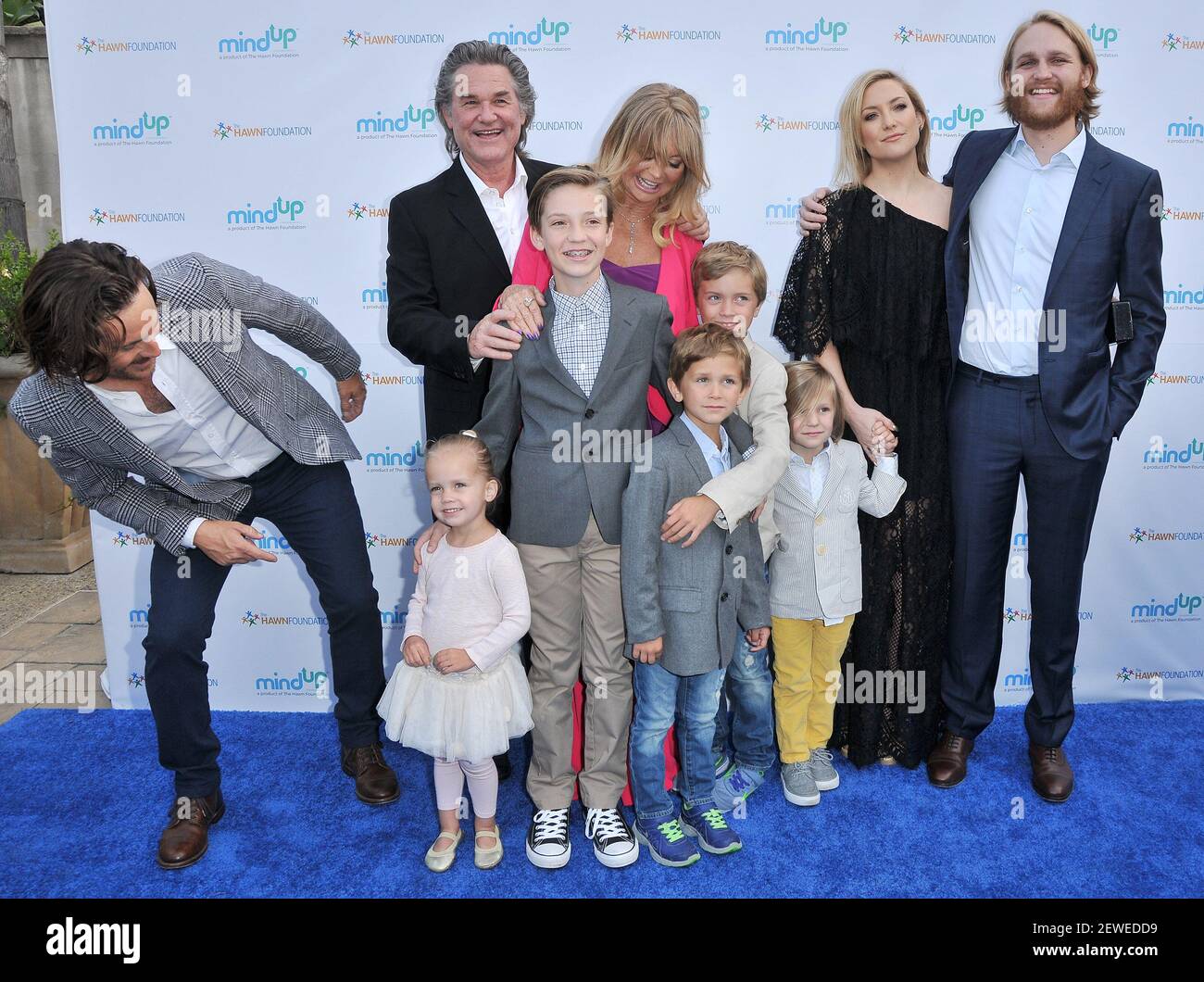(Top L-R) Oliver Hudson, from back row left, Kurt Russell, Goldie Hawn ...