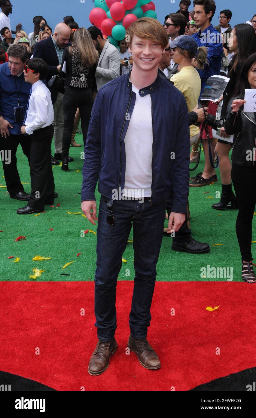 Calum Worthy attending the premiere of "The Angry Birds Movie" held at ...