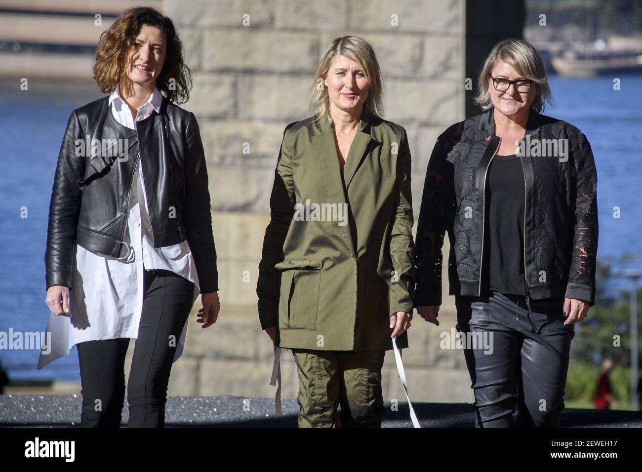 Designers Cheryl, Vanessa and Gabrielle Manning greet the audience at ...
