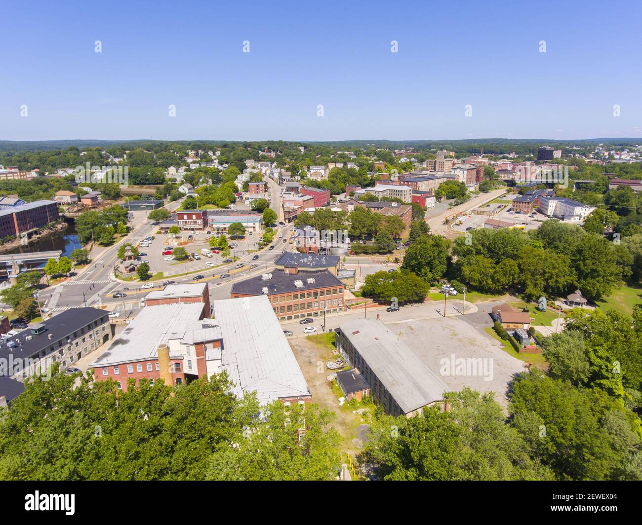 Woonsocket Main Street Historic District aerial view in downtown ...