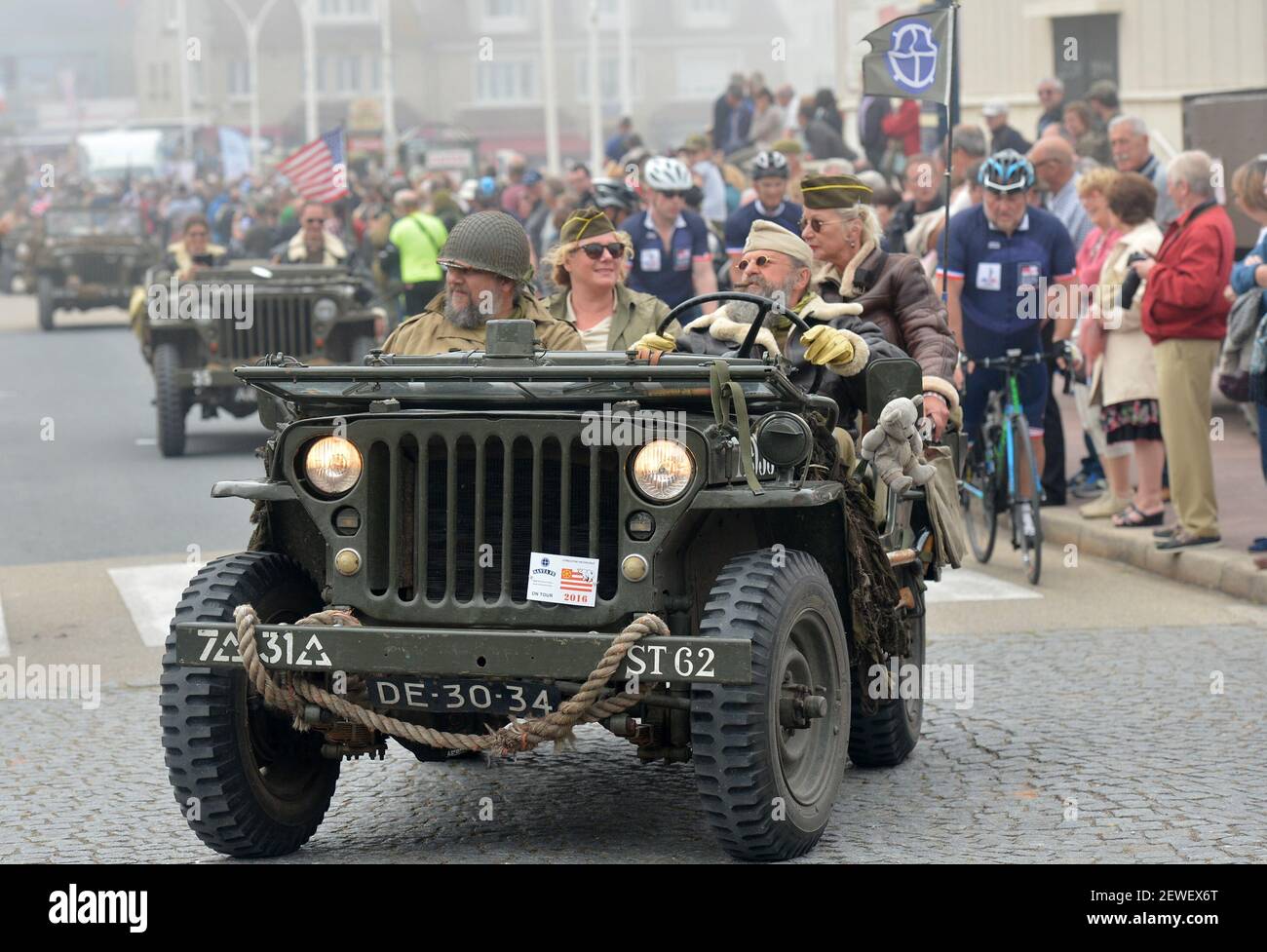 People dressed in D-Day and WWII military uniforms, during the military ...