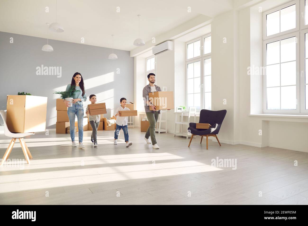 New apartment and relocating of family concept Stock Photo - Alamy