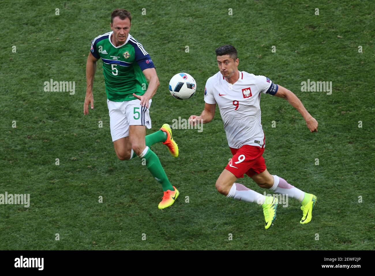 Robert Lewandowski (POL), Jonny Evans (NIR), Poland - Northern Ireland ...