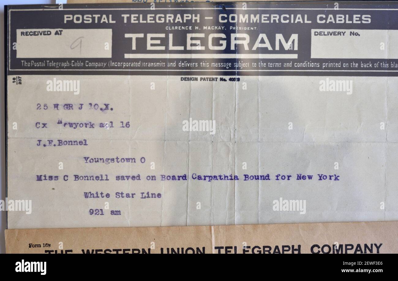 Telegram sent to family of Titanic survivor on display at the Five ...