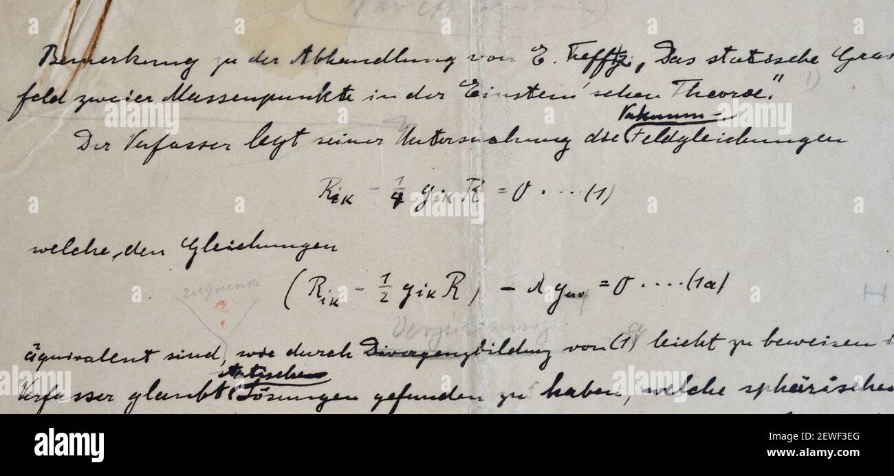 Albert Einstein manuscripts including work on theory of relativity on ...